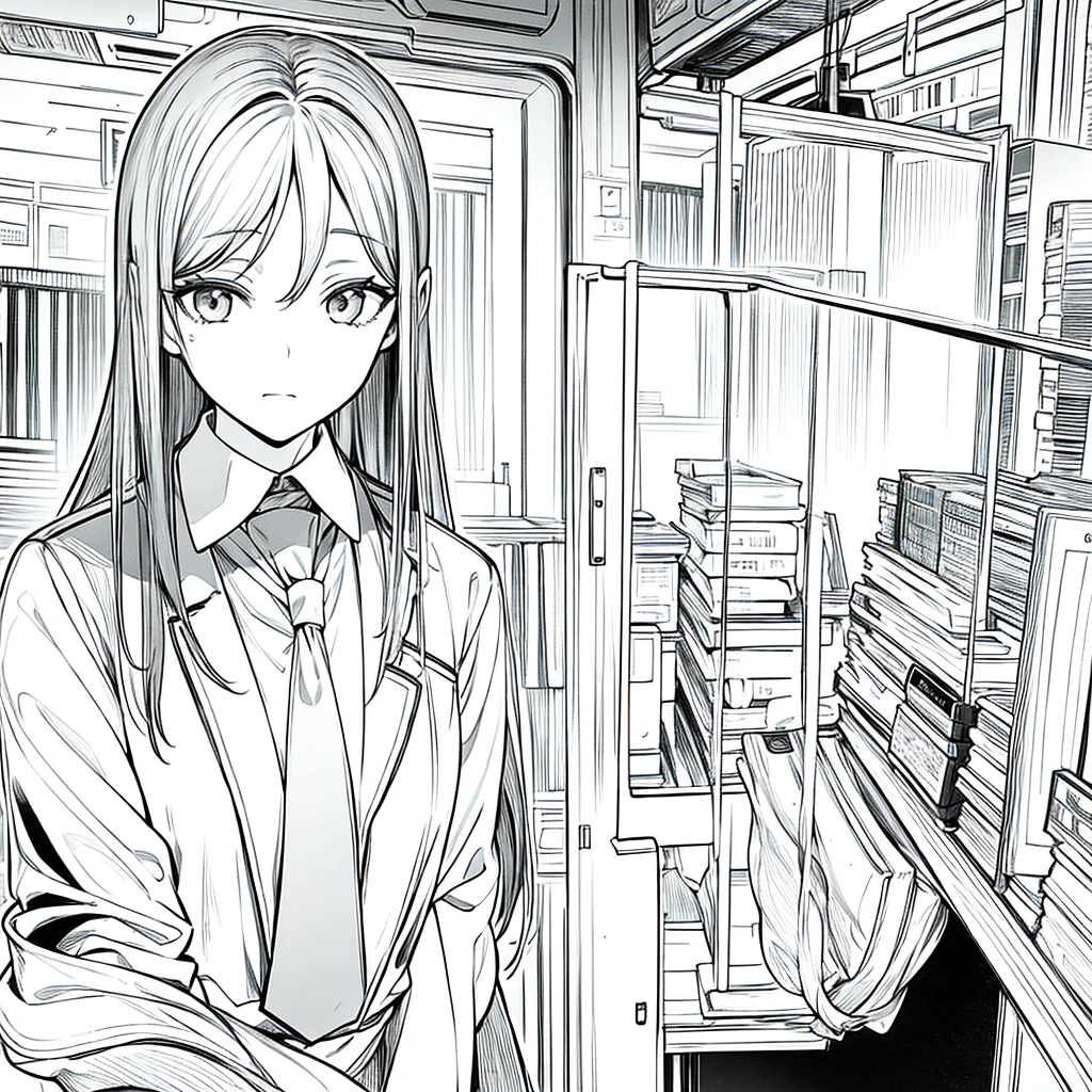 Masterpiece, best quality, long straight hair, female, A dull look ...