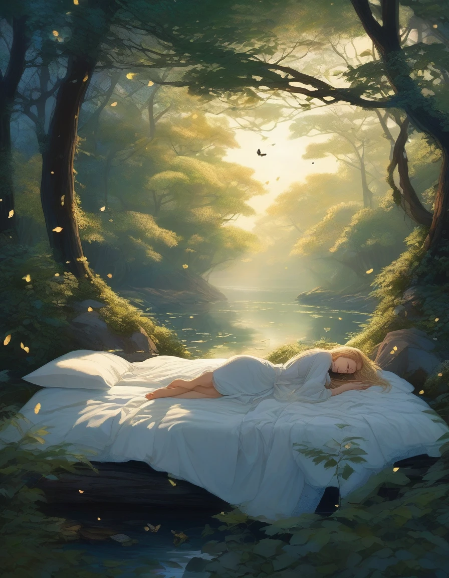 Masterpiece, Highest quality,In the dense forest、背の高い暗いwood々A quiet ...