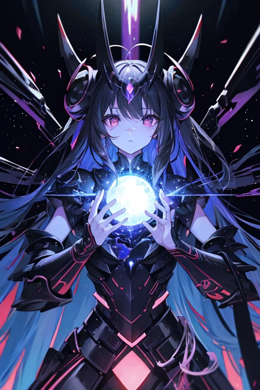 A cosmic God black hole-like armor, has four arms and six eyes and is ...