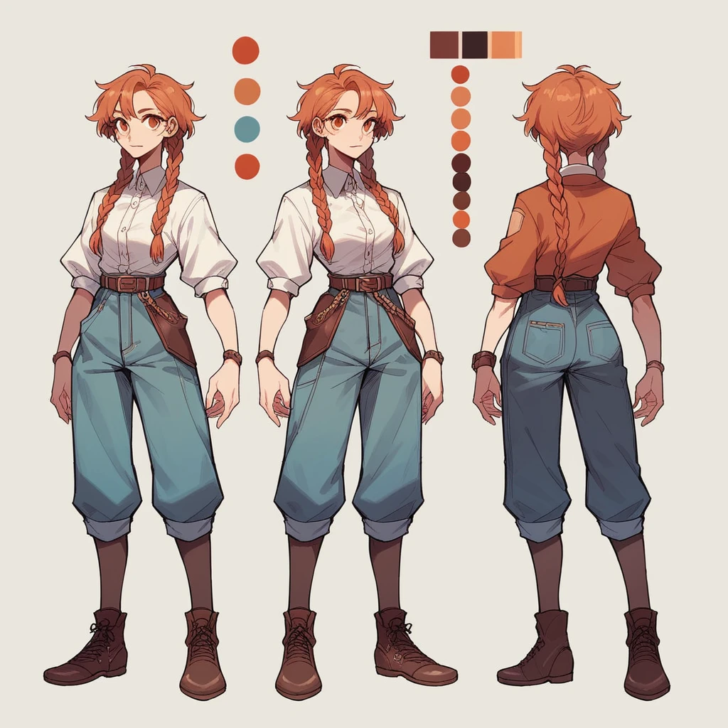 Character Design Sheet , a gorgeous woman, braided pigtails - SeaArt AI