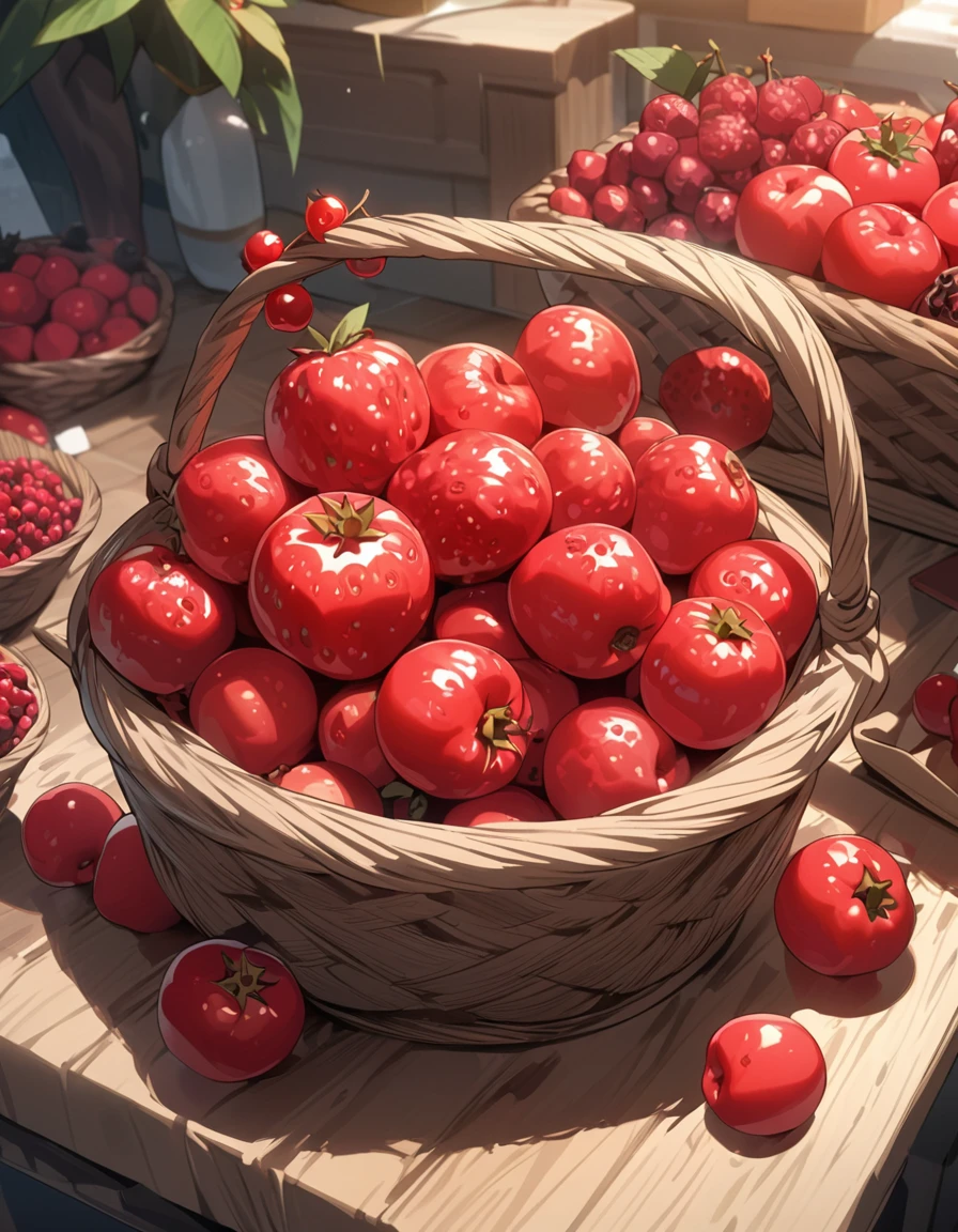 Masterpiece, best quality, extremely detailed, anime, Many red fruits ...