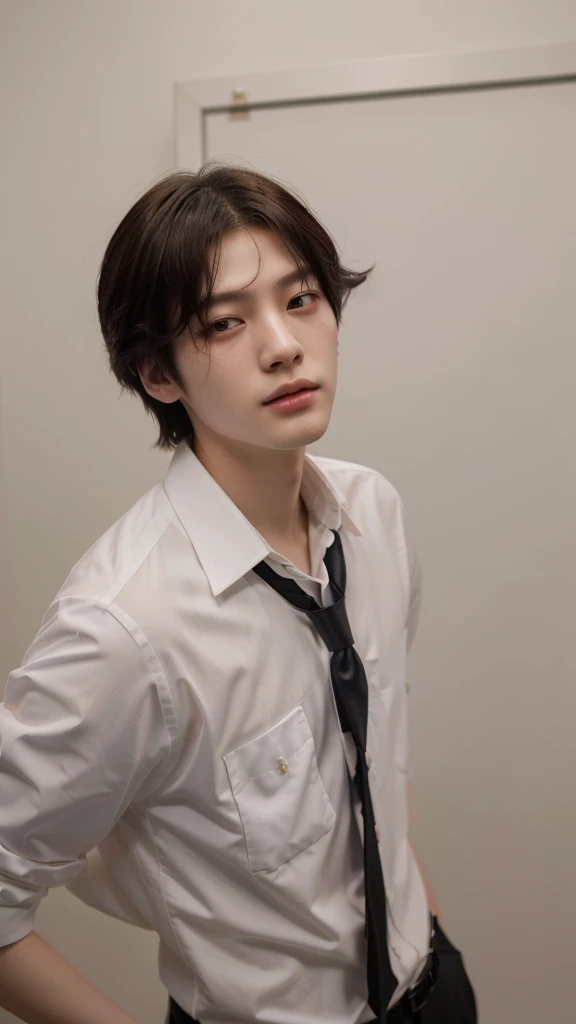 There's a man in a white shirt and tie posing for a photo, Jung Jaehyun ...