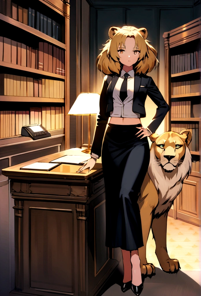 This image showcases the anthropomorphic lioness as she stands near her ...