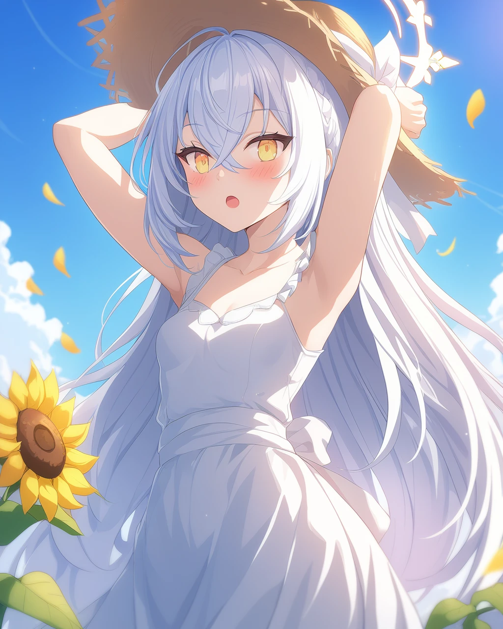 1 Girl,Azusa_\(blue_file\),Looking at the audience,Halo,blush - SeaArt AI