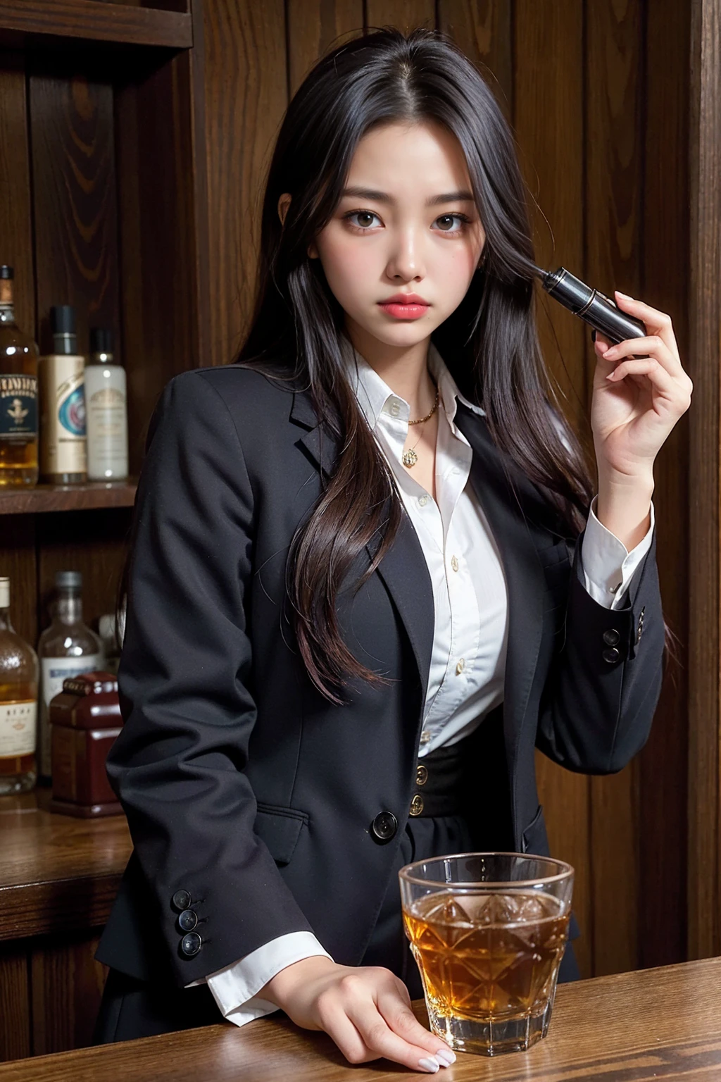 A captivating portrait of a young, charismatic woman with sharp ...