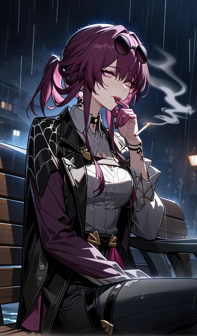 Kafka from honkai star rail,tattoo on the neck and arm,wear black ...