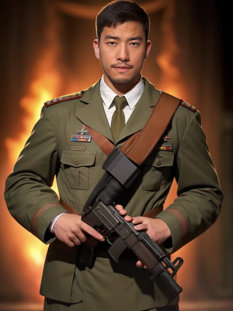 Masterpiece, best quality, 1boy, cowboy shot, delicate eyes, military ...