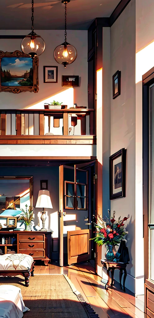 Italianate style, a soft bed, a coffee table, bedside tables - SeaArt AI