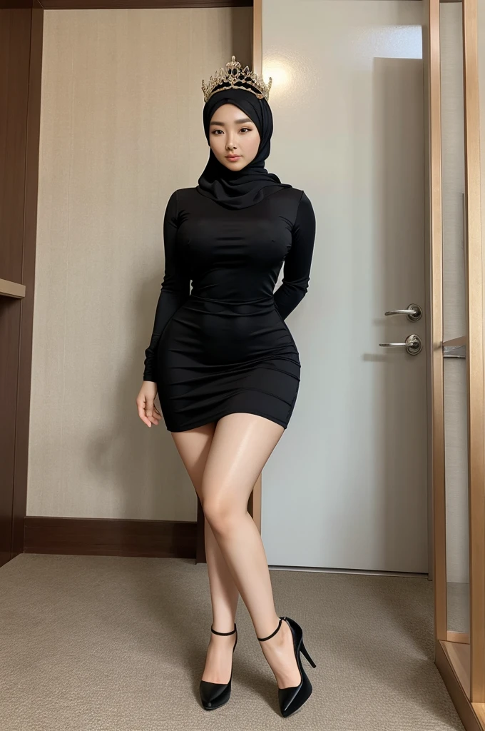 Beautiful korean woman wearing a hijab and tight dress showing curves ...