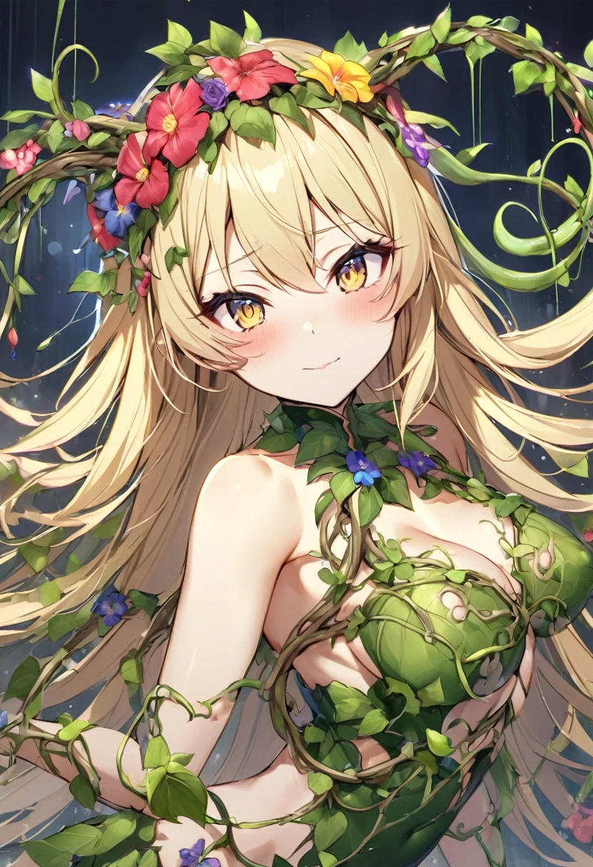 NSFW flower monster woman Blonde mandrake Flower from the feet Vine - SeaArt AI