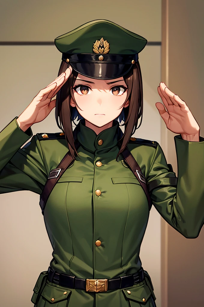 Content: A black, female general with brown hair and brown eyes - SeaArt AI