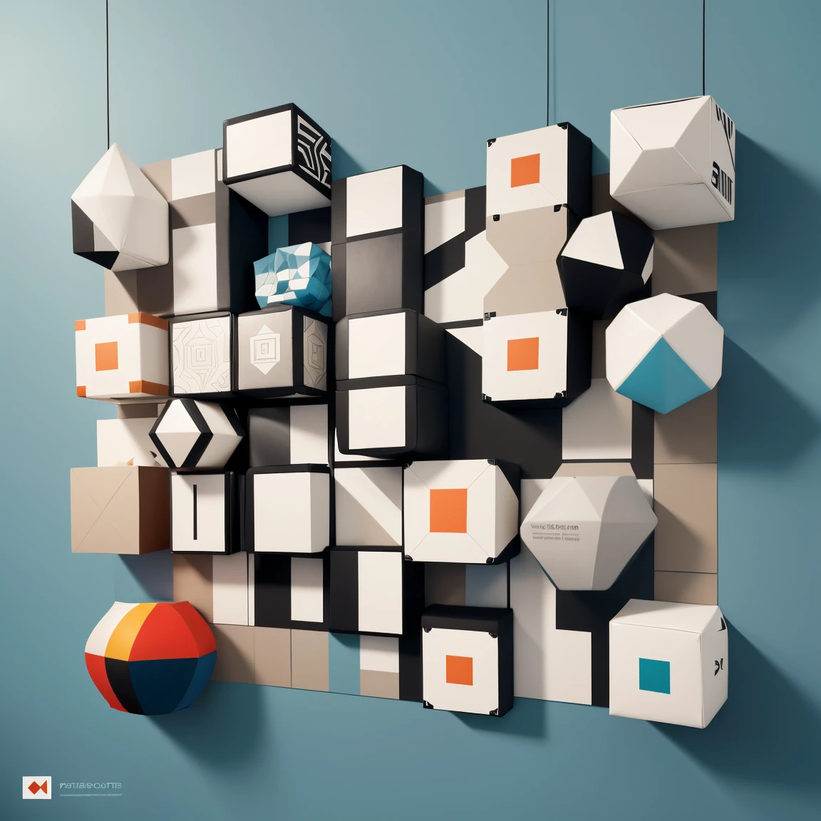 Abstract shapes patterns, neutral cool colors, poster (posterCubes ...
