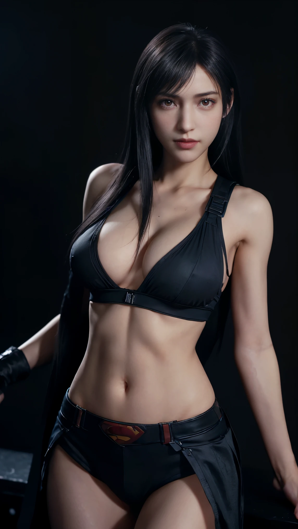 黒のビキニトップと黒のレザーパンツを着た女性 - SeaArt AI