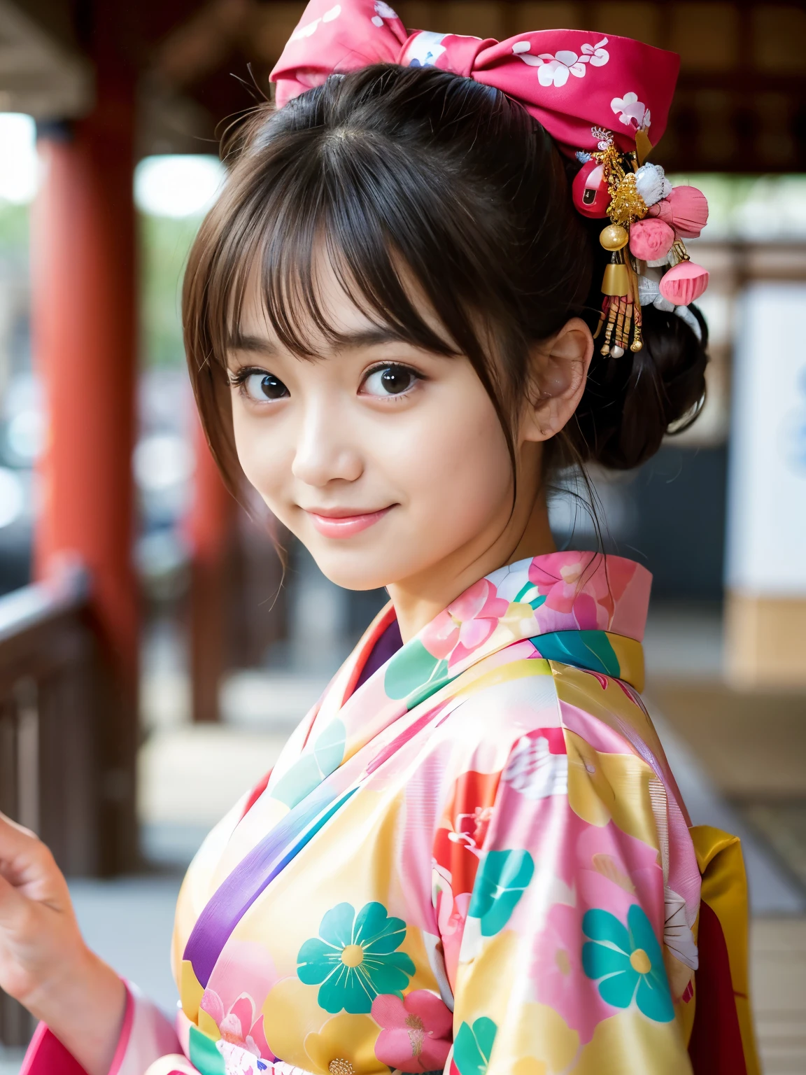Araffe asian woman in a kimono dress holding a cell phone - SeaArt AI
