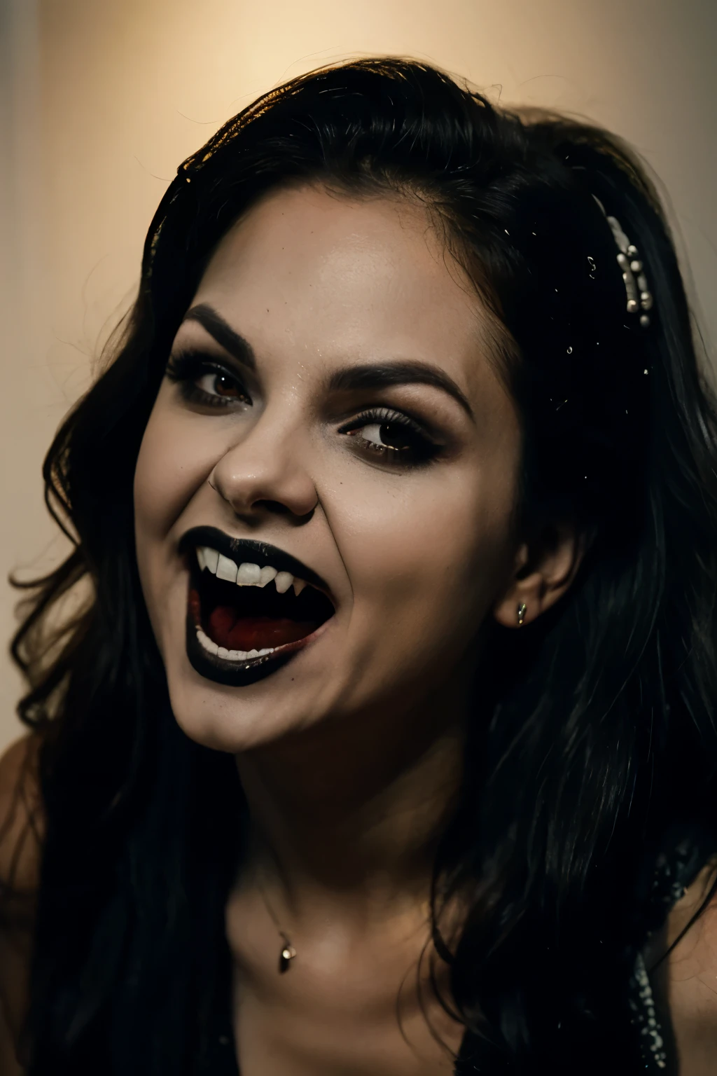 A close up of a woman with a vampire makeup on - SeaArt AI