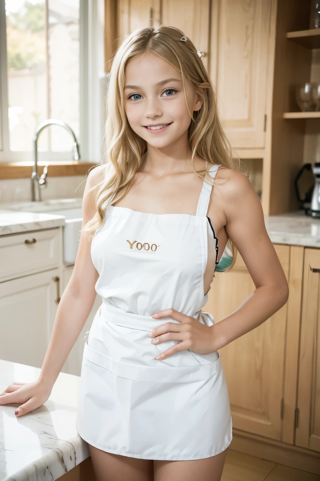 A close up of a young woman standing in a kitchen - SeaArt AI
