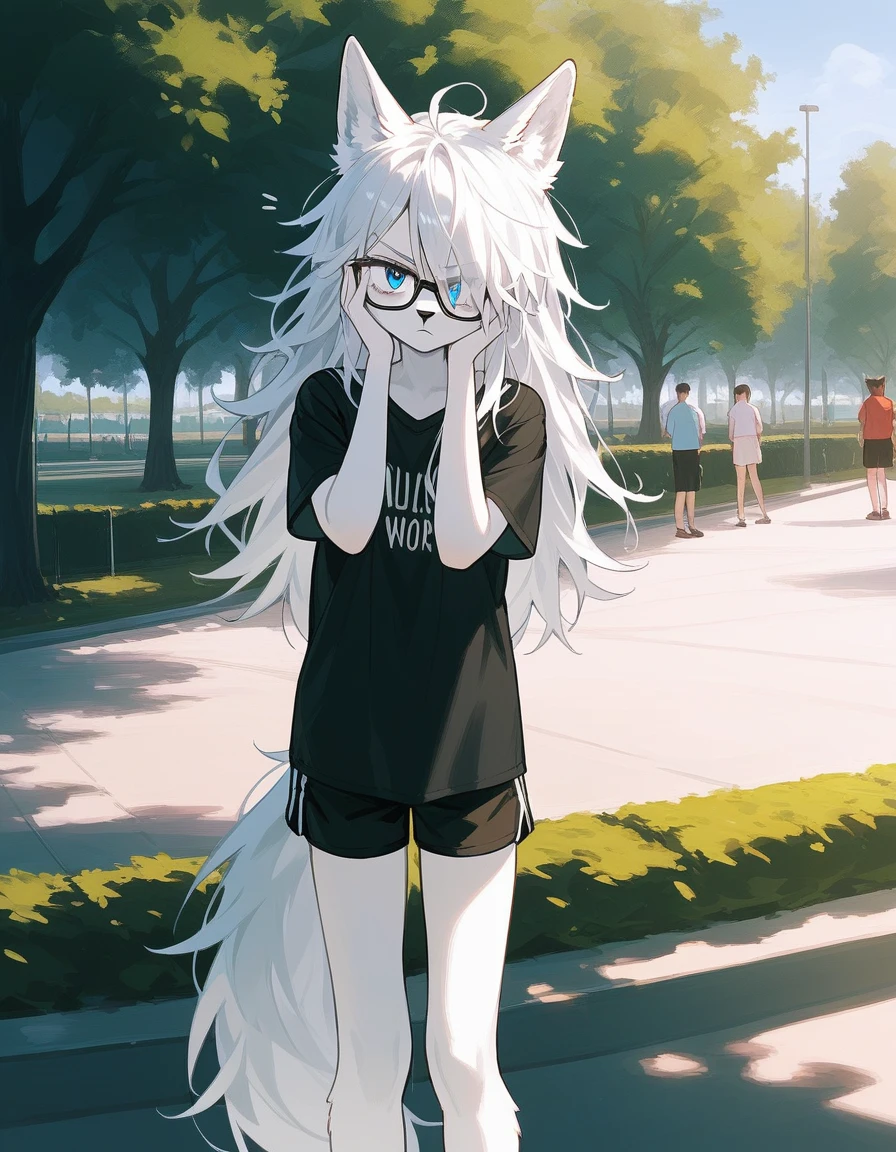 Score_9,score_8_up,score_7_up, a young nerdy Anthro furry wolf woman ...