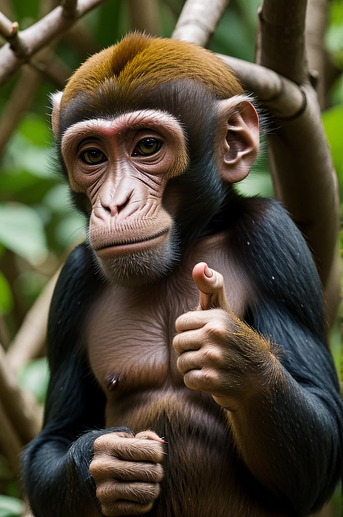 Monkey shows middle finger - SeaArt AI