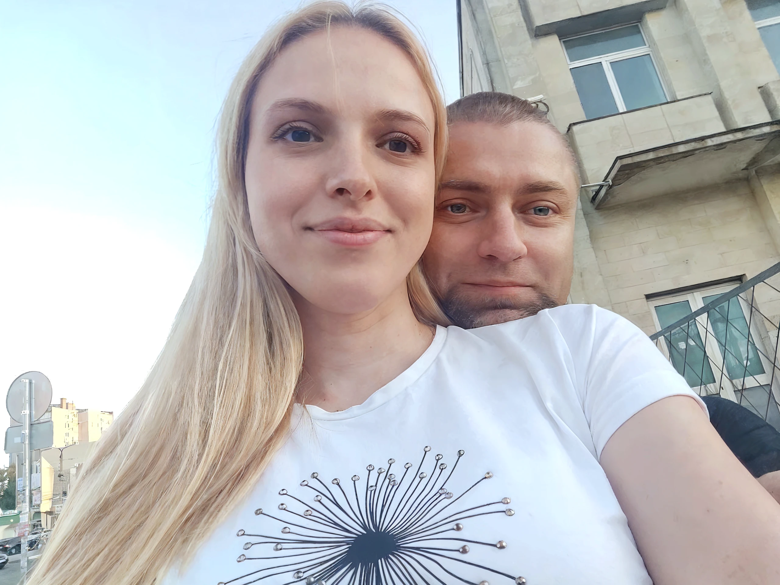 Blond woman with long hair and a man with a white shirt - SeaArt AI
