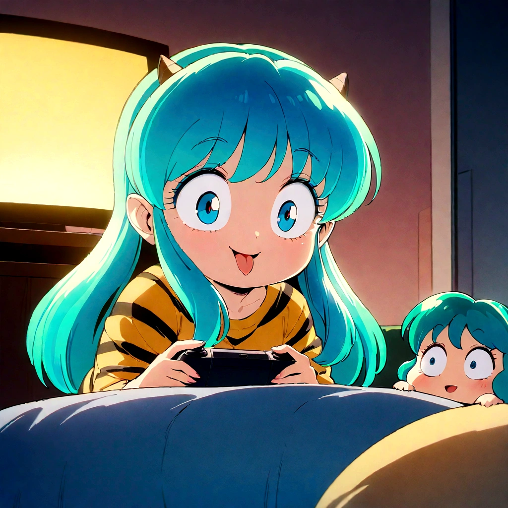 ベビーラムがビデオゲームで遊んでいる