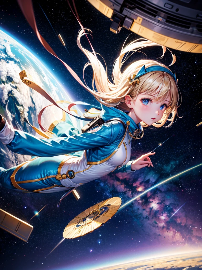 Highest quality,Highest Resolution,A beautiful android girl flying in ...