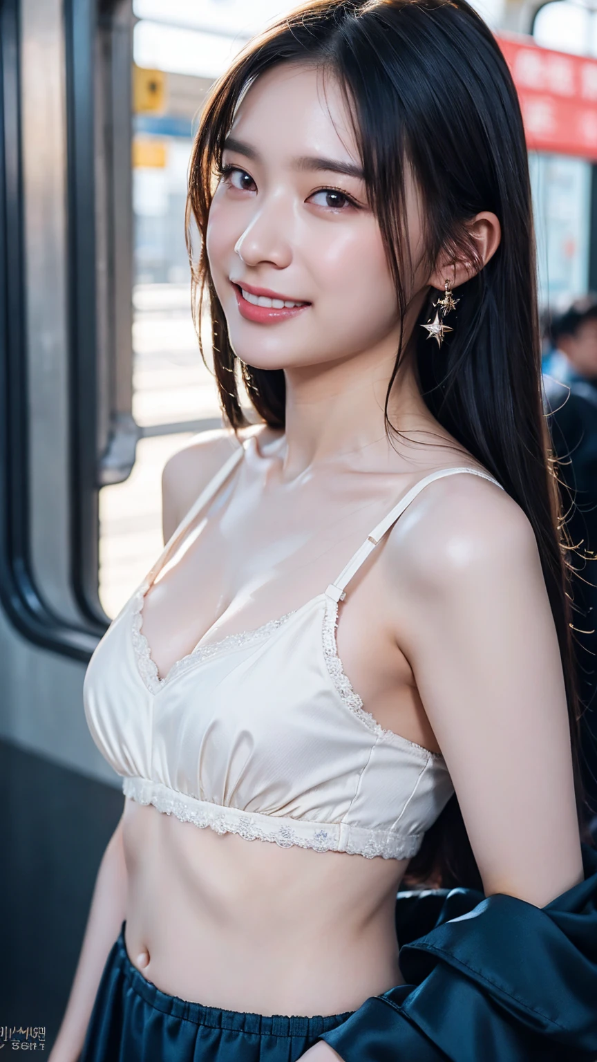 Realistic photos of (1 cute Korean star) flipped hair, thin makeup - SeaArt AI