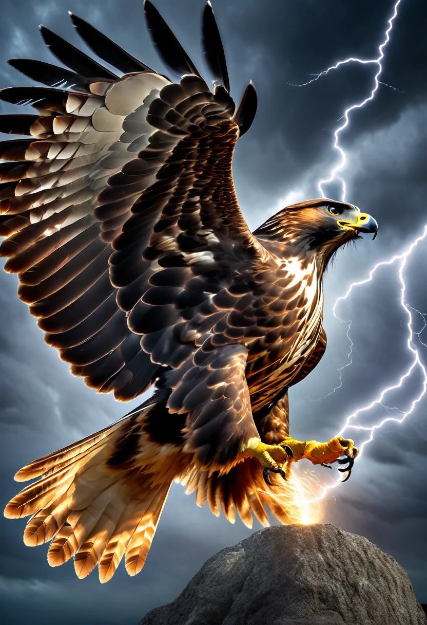 A powerful and intense image of a fierce hawk named "Hawk Tua - SeaArt AI
