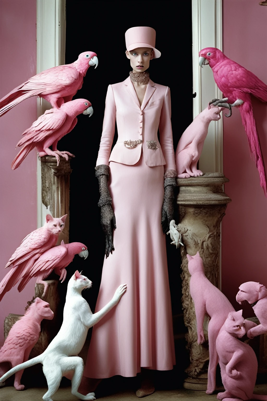 Tim Walker Style - A full body white model with a chanel tailleur ...