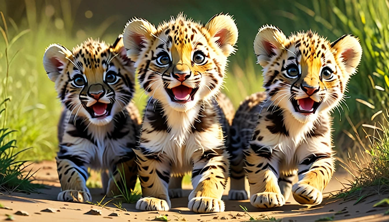 Three adorable cubs, each with their own unique markings and ...