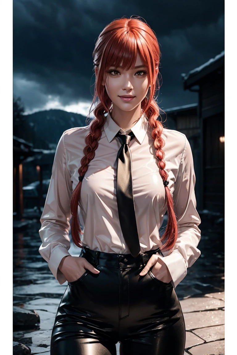 Chainsaw Man,Makima,With bangs,Red Hair,Braids at the back,Yellow eyes ...