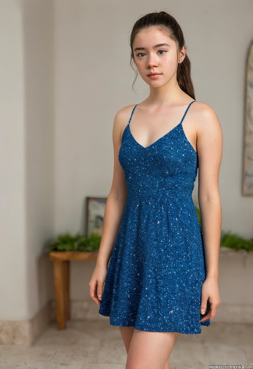 Full body shot, 19 yrs old woman, 1.65m high, dark hair, ponytail - SeaArt AI