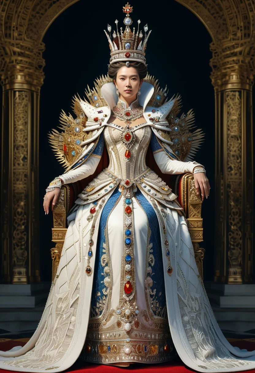 Queen, crown, pose, full body, by Emmanuel Shiu, photo, best quality ...