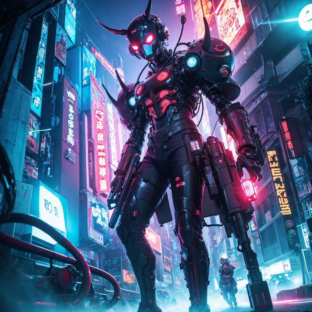 Cute,monster,cyber punk,psychedelic,psycho,anime,full body - SeaArt AI