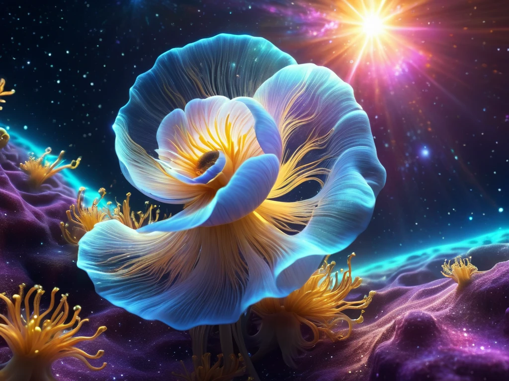 A group of anemonae of ((transparent))skin, swirls In the vast and ...