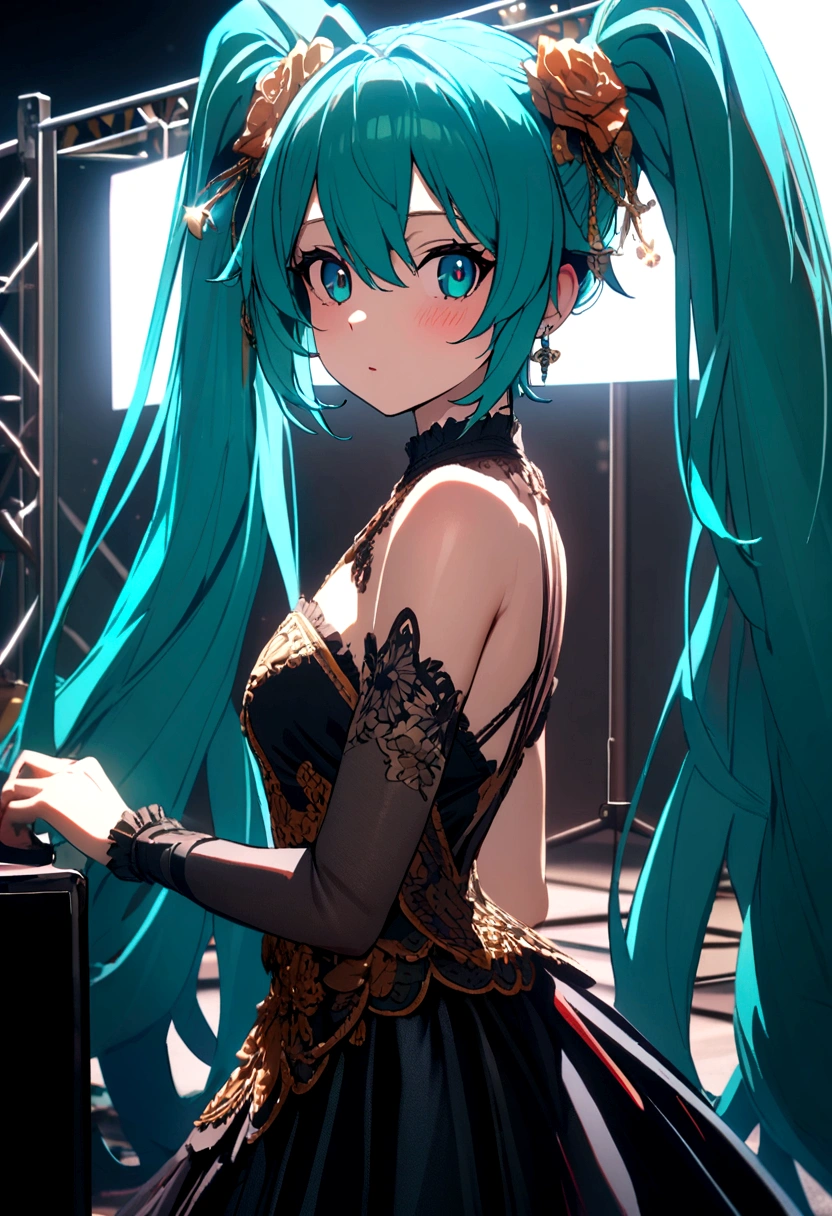 Miku Hatsune backstage - SeaArt AI