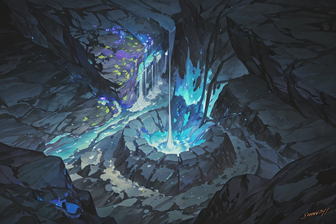 Summer, blue lava rock area, blue lava rock formation, (illustration ...