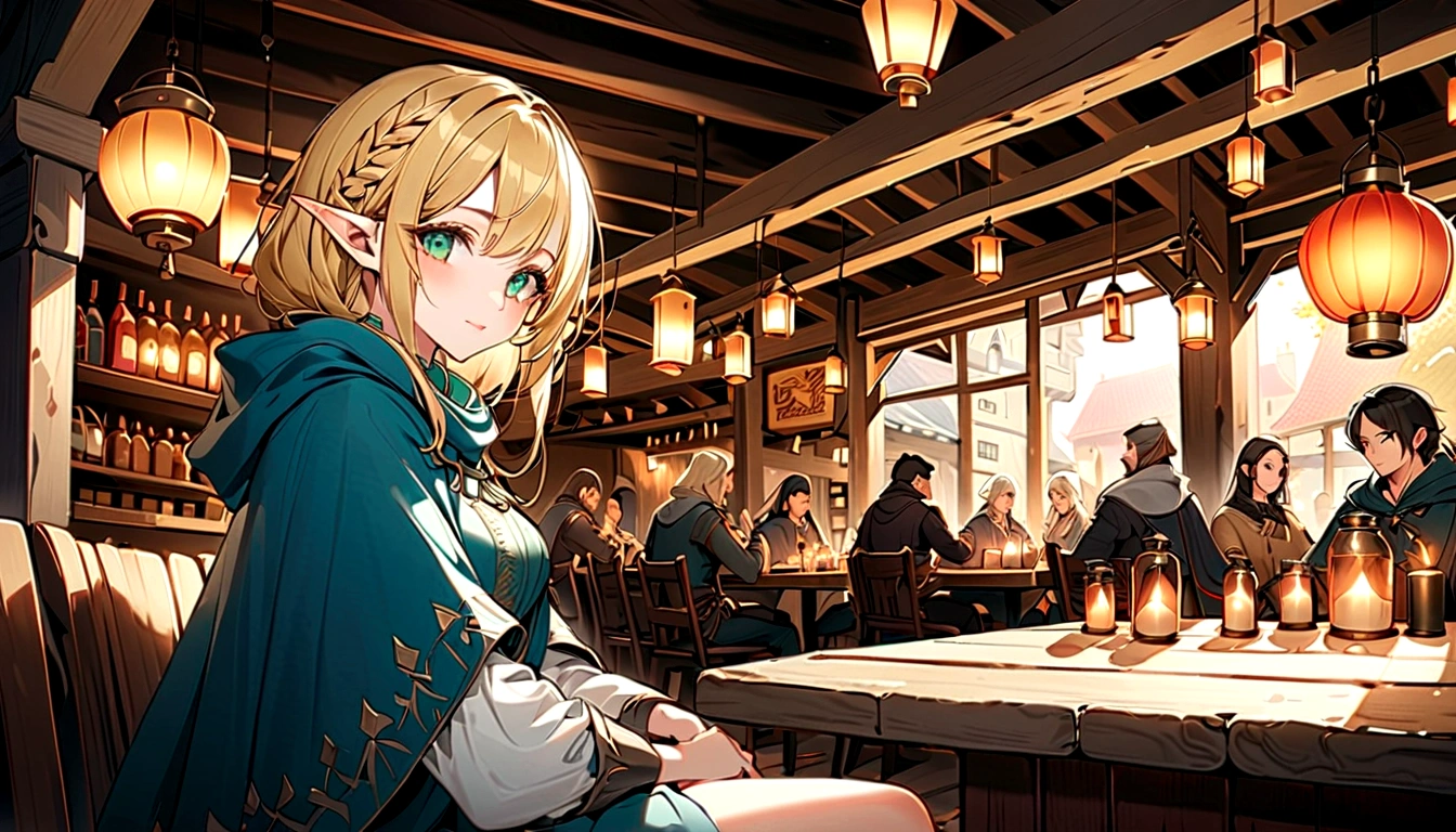 I will create a digital illustration of a beautiful elf sitting in a ...