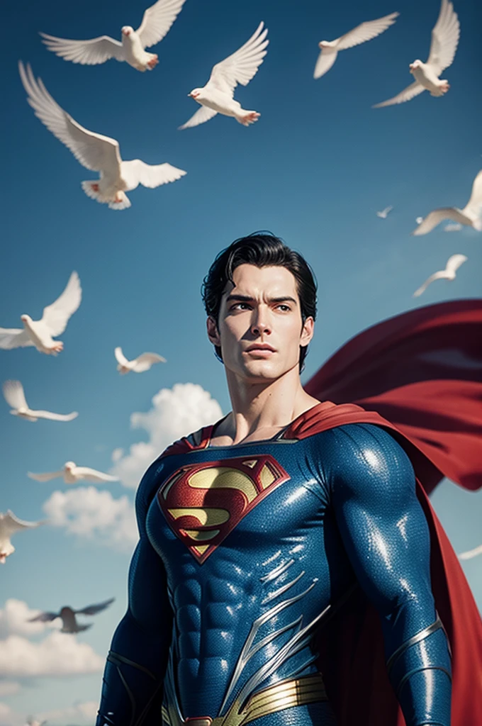 Superman with several birds singing - SeaArt AI