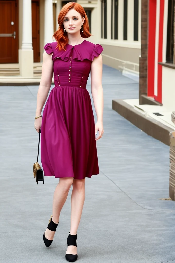 Full body shot, Bryce Dallas Howard, bright colors, Rothes Haar - SeaArt AI