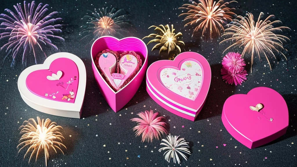 Heart, rainbow, pink, present box, Small items, firework, pinkの空 ...