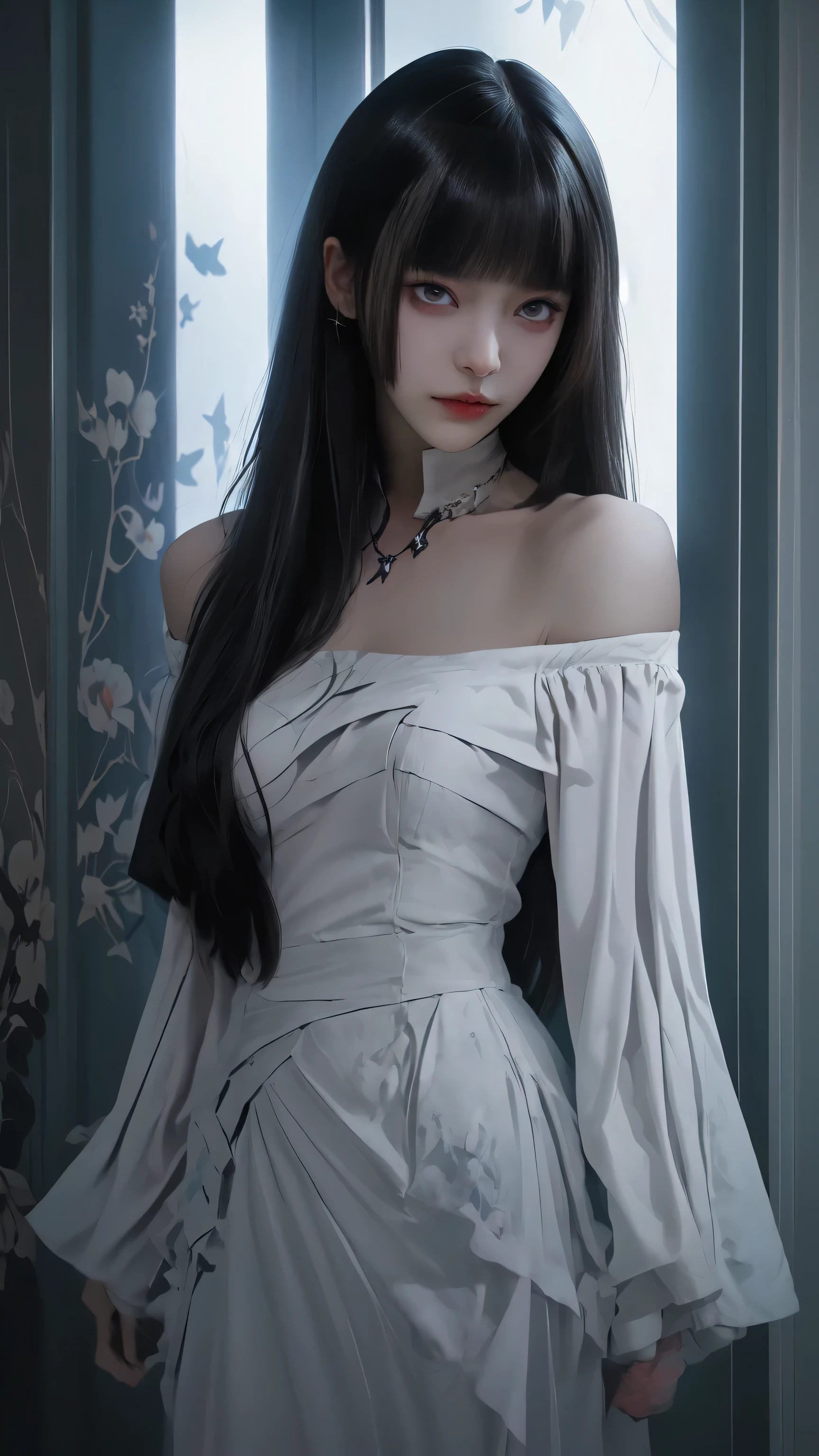 A close up of a woman in a white dress posing for a picture - SeaArt AI