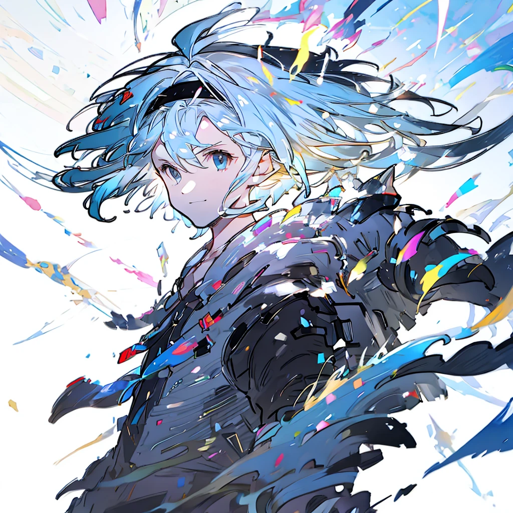 Djeeta Pure white background Blue Hair Black headband Facing forward ...