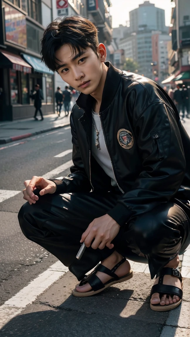 In this fascinating photo、The photo shows a handsome Korean man - SeaArt AI