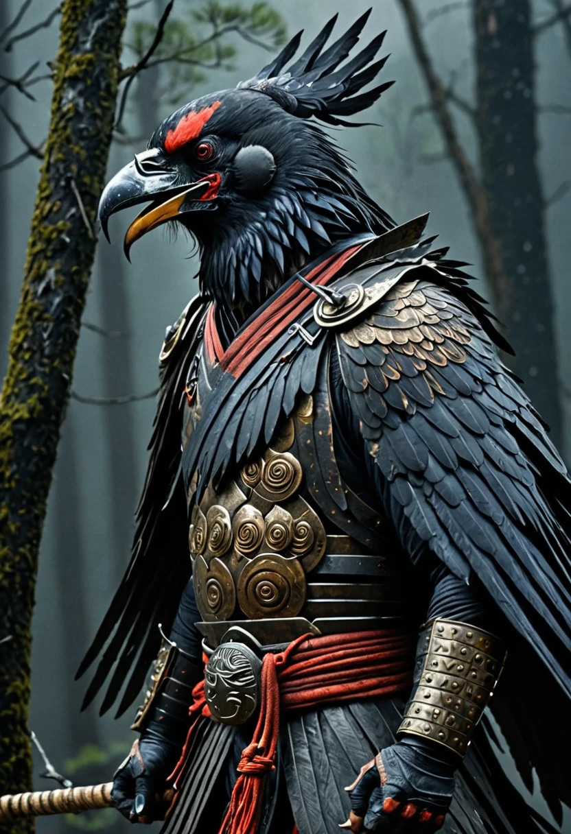 A realistic depiction of Karasu Tengu, the crow tengu from Japanese ...