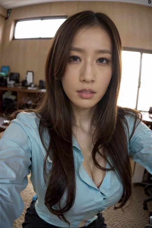 Selfie, Beautiful girl photographed with GoPro camera, Wearing business ...