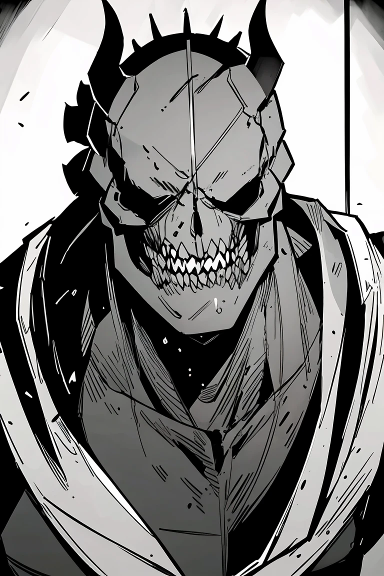 Muscular gray skinned demon, bombastic demon, detailed demonic face ...
