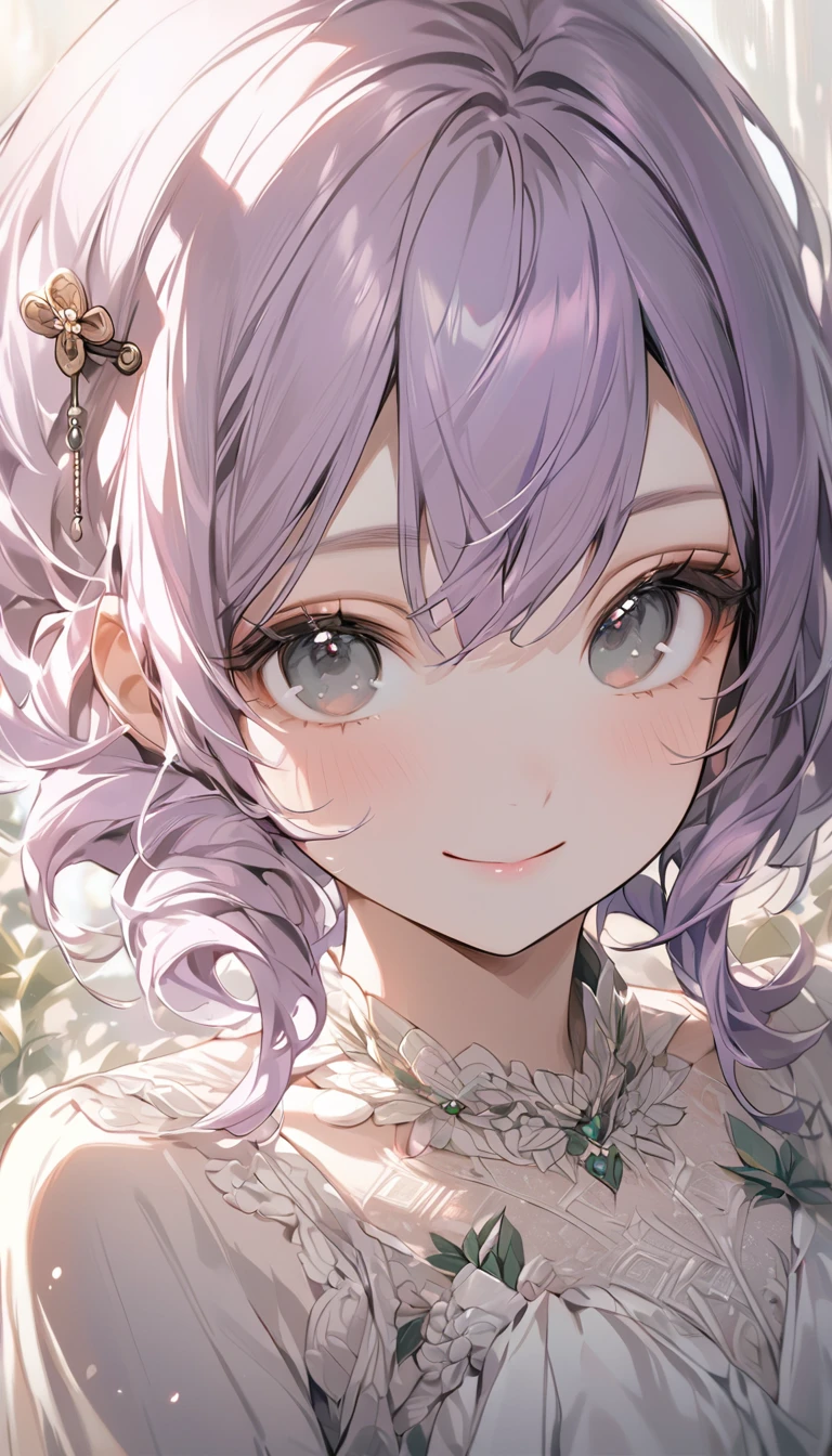 (Cute a girl:1.5), (a girl with closs hair pin,pale purple hair - SeaArt AI