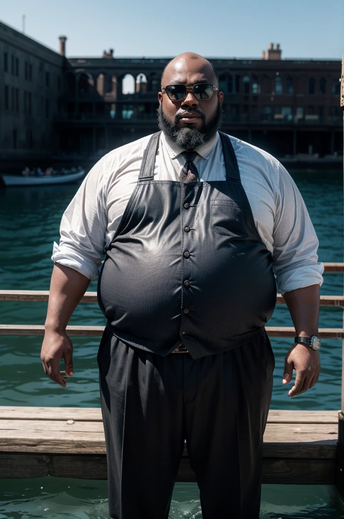 Hyper-realistic image of a fat black man, dark-skinned, bald - SeaArt AI