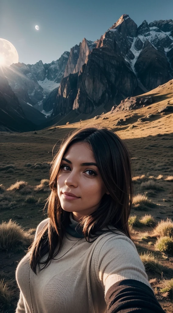 1 woman, American, beautiful, ((upper body selfie, happy)), Filming in ...