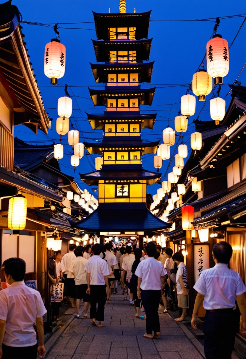 Japan Kawagoe Summer festival Bon dance Tower Cool down Japan風 Lantern ...